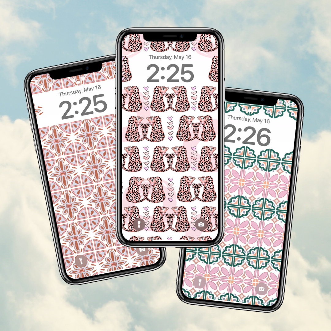 Hand Drawn Tile Freebie Phone Wallpapers - Laura Jade Prado